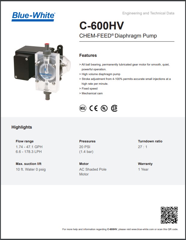 Blue – White Peristaltic & Diaphragm Metering Pumps - Hawkins