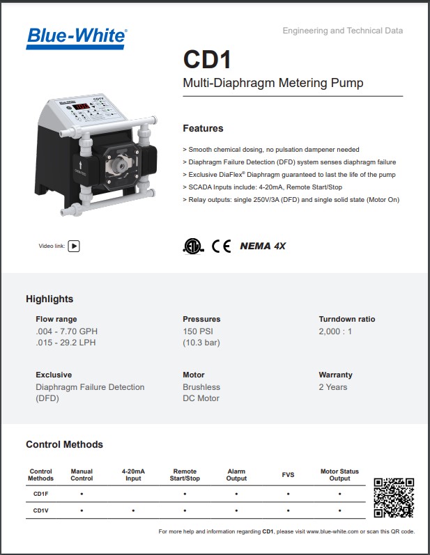 Blue – White Peristaltic & Diaphragm Metering Pumps - Hawkins