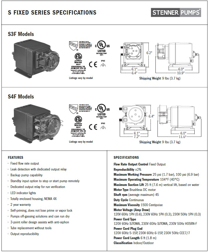 Stenner S-Series Pumps - Hawkins